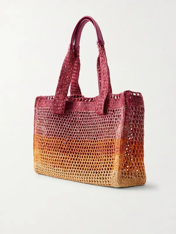 Chloé Summer Banana Leather-trimmed Dégradé Raffia Tote - Pink