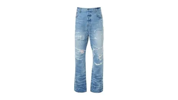 Amiri Aloha Patch Straight Fit Faded Indigo Jeans - Blue