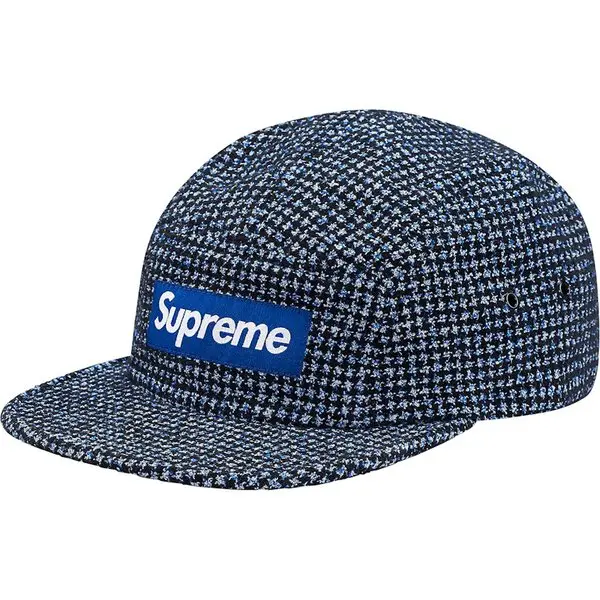 Supreme Boucl Houndstooth Camp Cap - Navy Blue