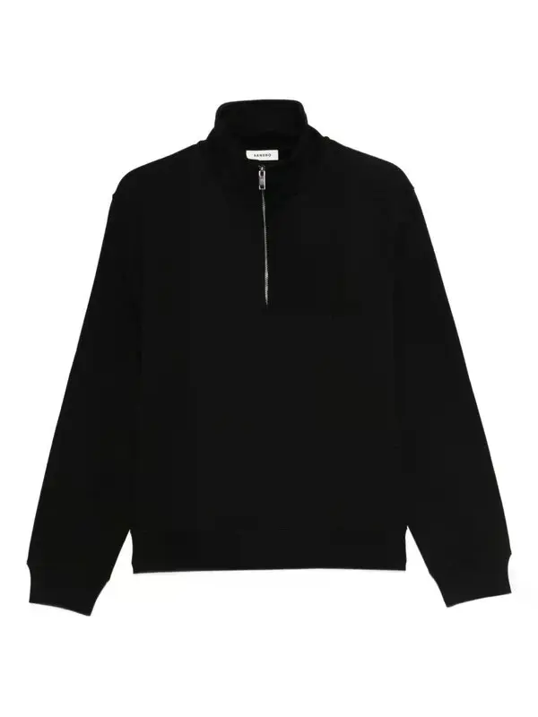 Sandro Cotton Zip-up Sweatshirt - Black