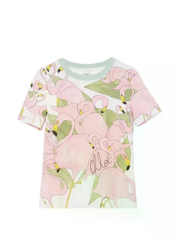 Chloé Flamingo Print T-shirt - Pink
