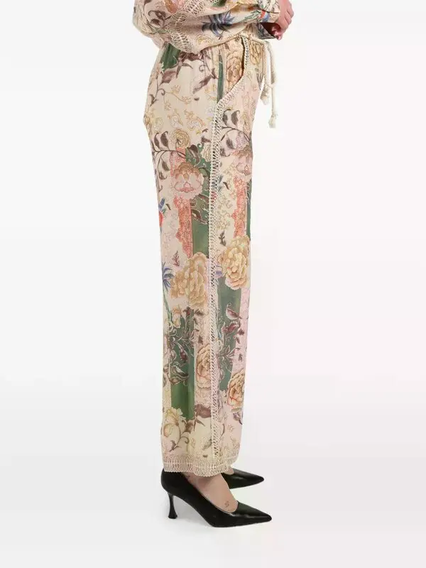 AMOSA Floral Print Wide Leg Trousers