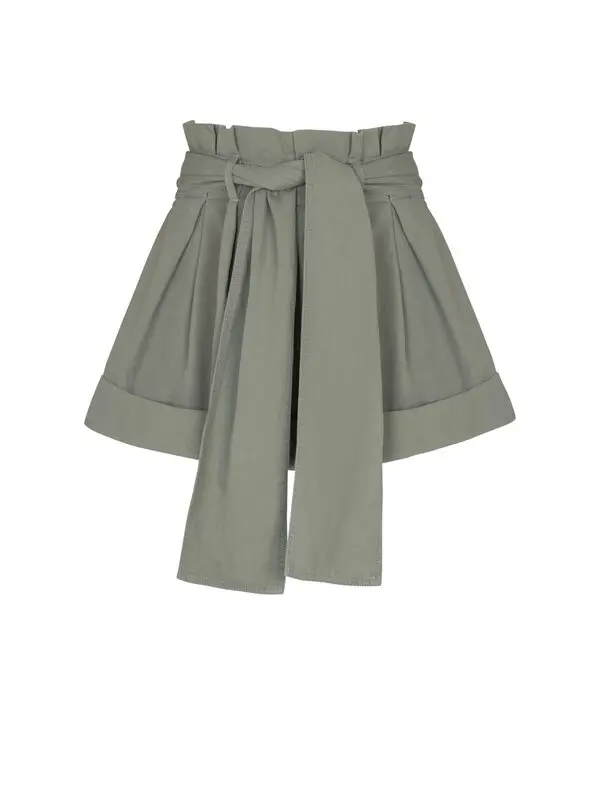 Balmain Cotton Gabardine High-waisted Shorts - Green