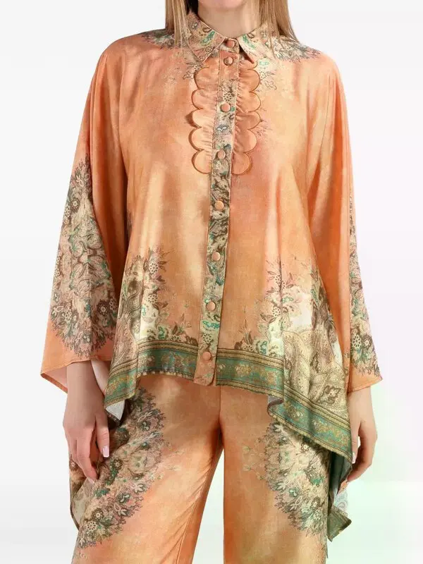 AMOSA Scalloped Floral Print Shirt