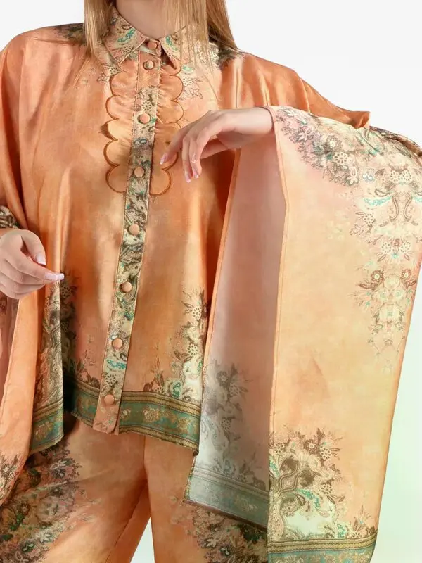 AMOSA Scalloped Floral Print Shirt