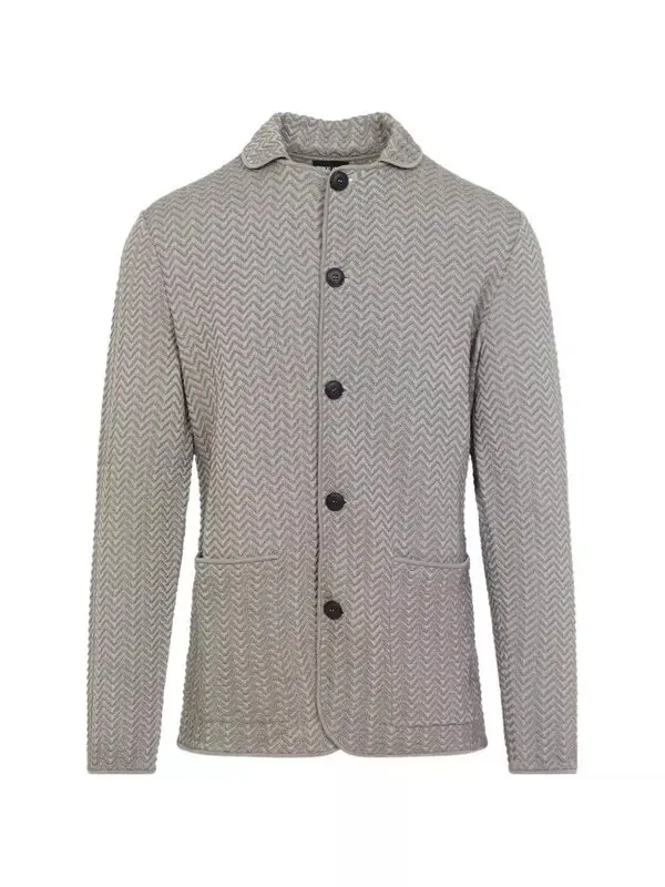 Giorgio Armani Buttoned Textured Jacket - Grey
