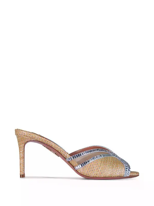 AQUAZZURA Raffia Embellishment Sandals - Neutrals