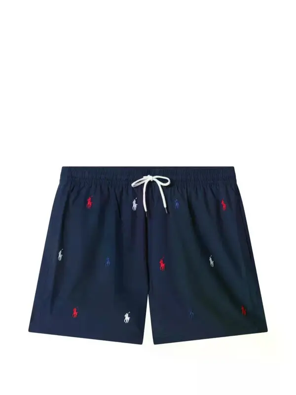 Polo Ralph Lauren Logo Embroidered Swim Trunks - Blue