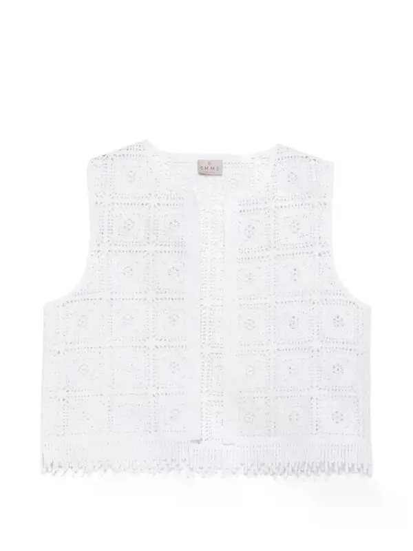 Marella Tenente Crochet Knitted Gilet - White