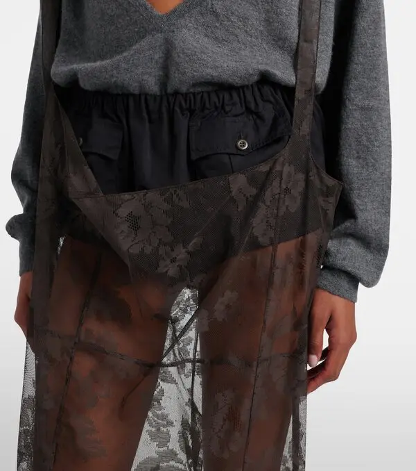 Prada Floral Lace Cotton Midi Skirt