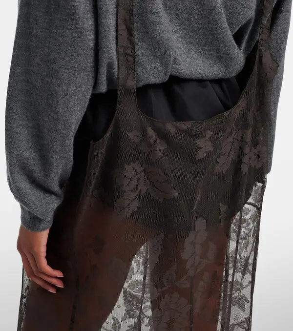 Prada Floral Lace Cotton Midi Skirt