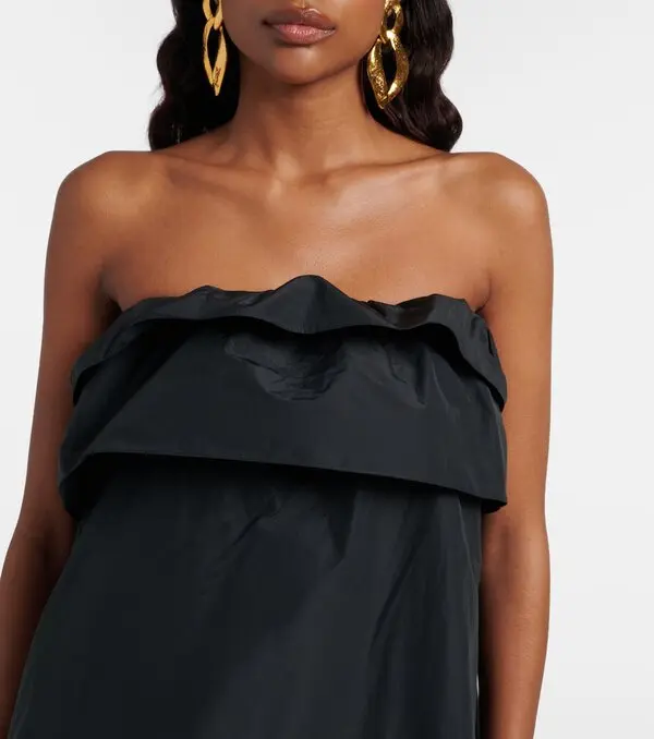 Saint Laurent Tiered Canvas Cocktail Dress - Black