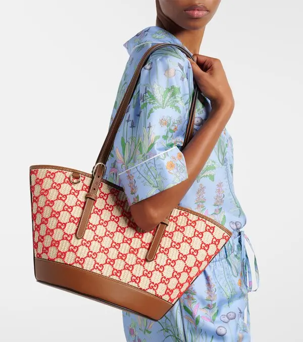 Gucci Gg Small Raffia-effect Tote Bag