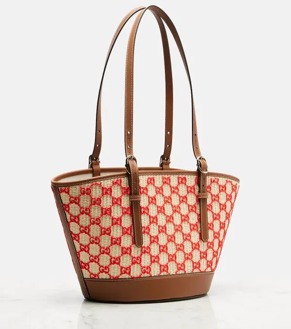 Gucci Gg Small Raffia-effect Tote Bag