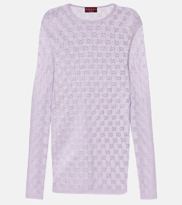 Gucci Gg Crystal Silk Top