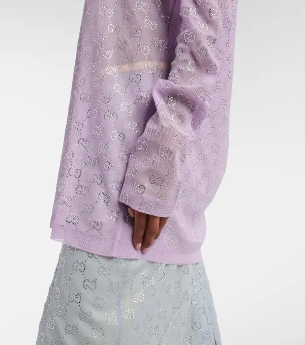 Gucci Gg Crystal Silk Top