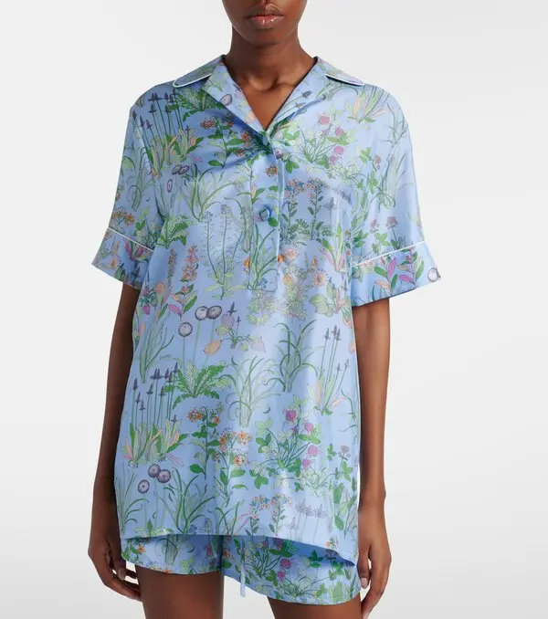 Gucci Floral Silk Satin Polo Shirt