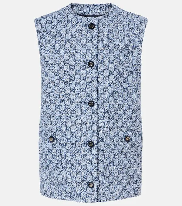 Gucci Gg Tweed Vest - Blue