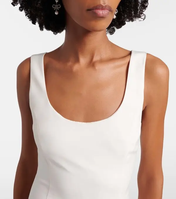 LEO LIN Floral-appliqué Midi Dress - Beige