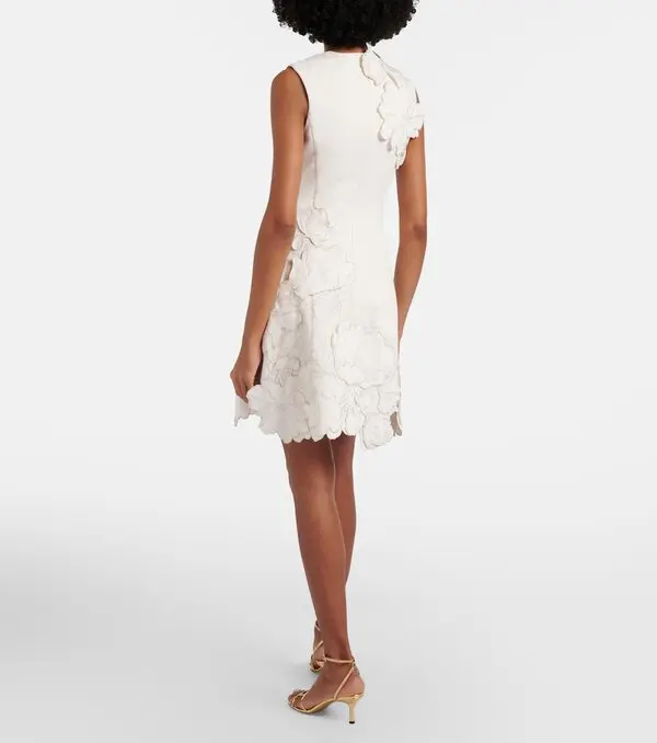 LEO LIN Floral-appliqu Minidress - White | Editorialist