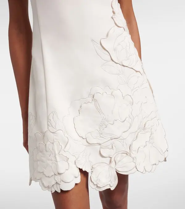 LEO LIN Floral-appliqu Minidress - White | Editorialist