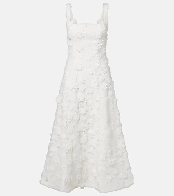 LEO LIN Embroidered Lace Midi Dress