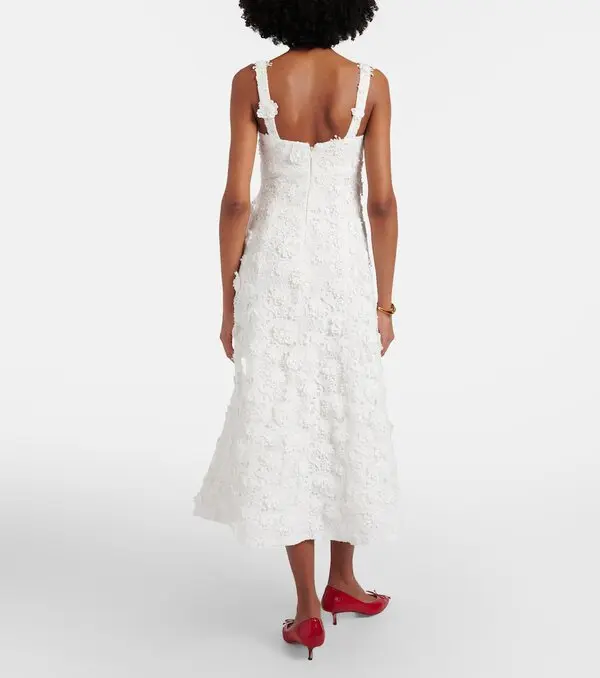 LEO LIN Embroidered Lace Midi Dress