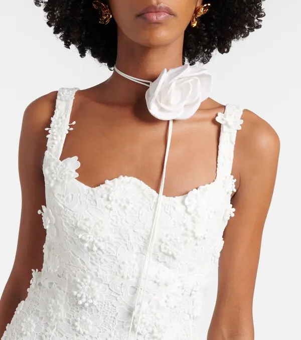 LEO LIN Embroidered Lace Midi Dress