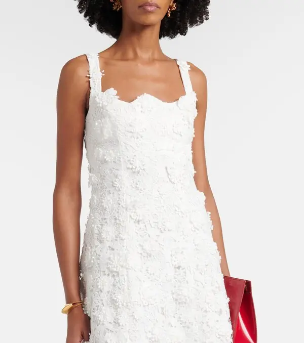 LEO LIN Embroidered Lace Midi Dress