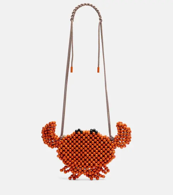 ALEMAIS Crab Mini Beaded Crossbody Bag - Orange