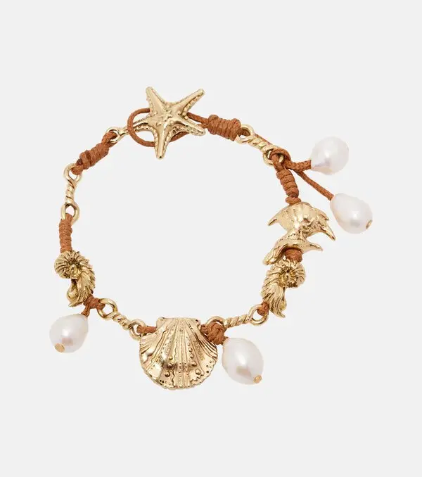 ALEMAIS Faux Pearl-embellished Charm Bracelet - Gold