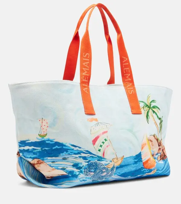 ALEMAIS Printed Cotton Canvas Tote Bag