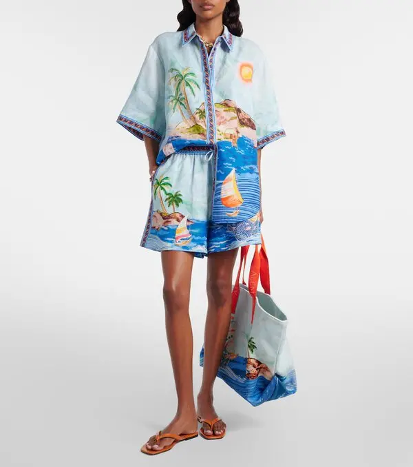 ALEMAIS Printed Cotton Canvas Tote Bag