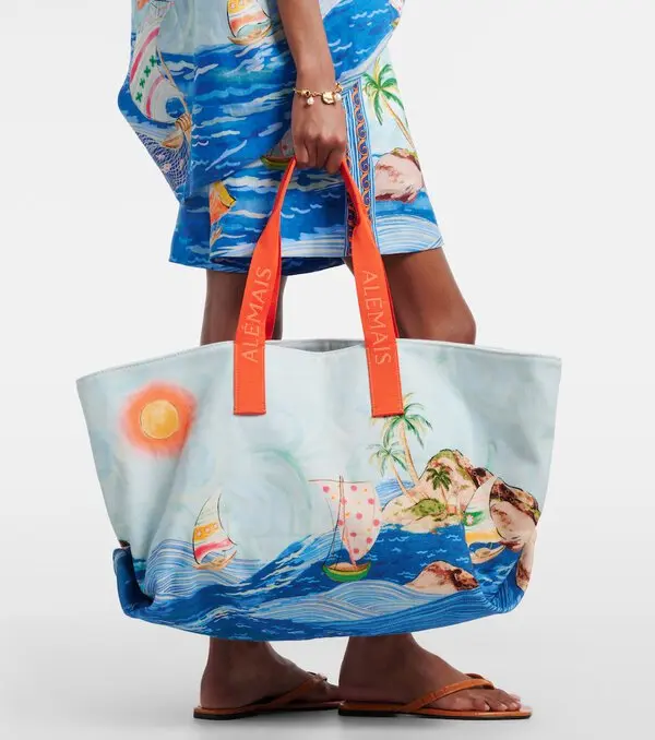 ALEMAIS Printed Cotton Canvas Tote Bag