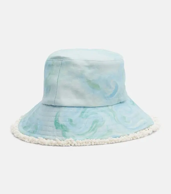 ALEMAIS Alémais Printed Linen Bucket Hat - Blue