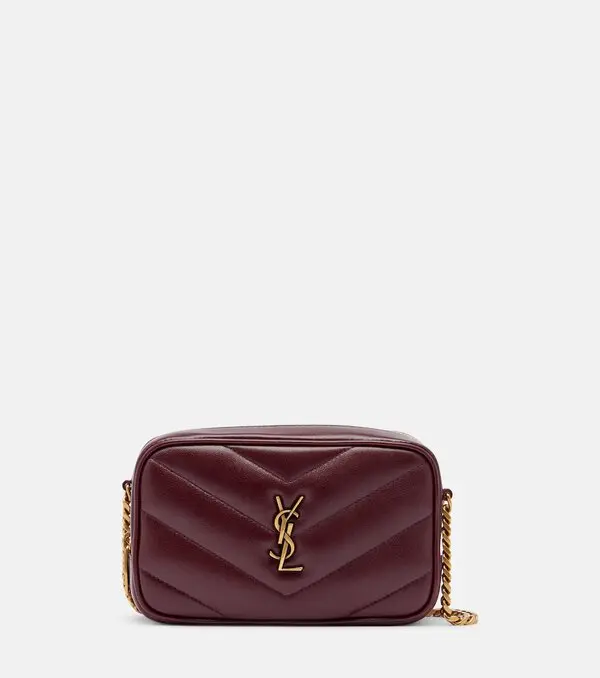 Saint Laurent Loulou Mini Quilted Leather Camera Bag - Burgundy