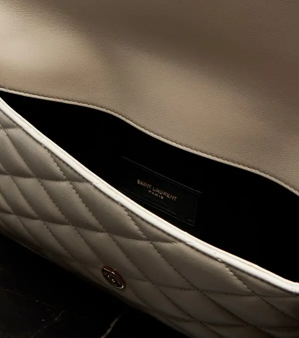 Saint Laurent Cassandre Quilted Leather Pouch - White