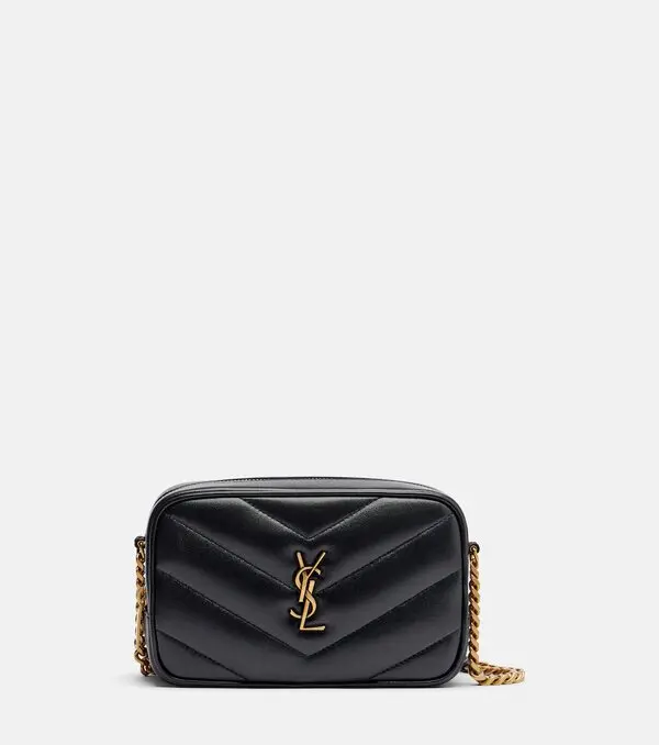 Saint Laurent Loulou Mini Quilted Leather Camera Bag - Black