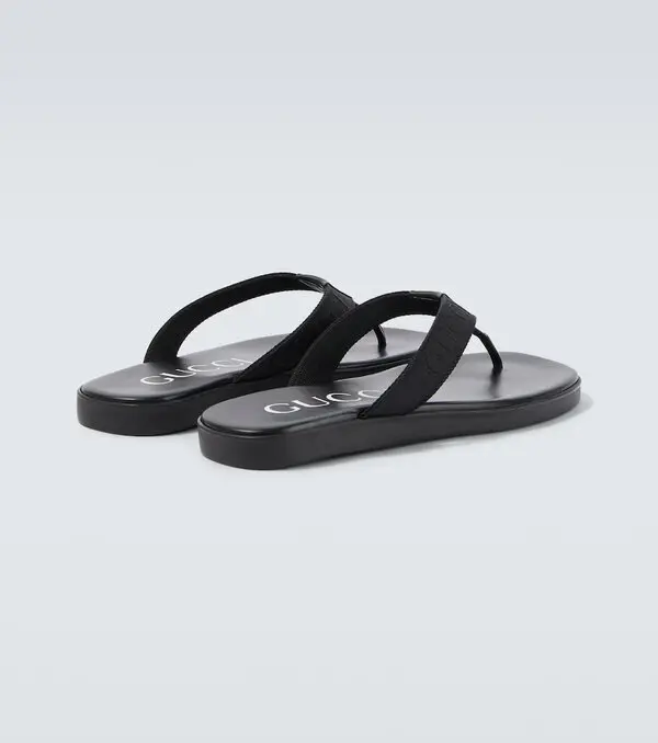 Gucci Logo Canvas And Leather Thong Sandals