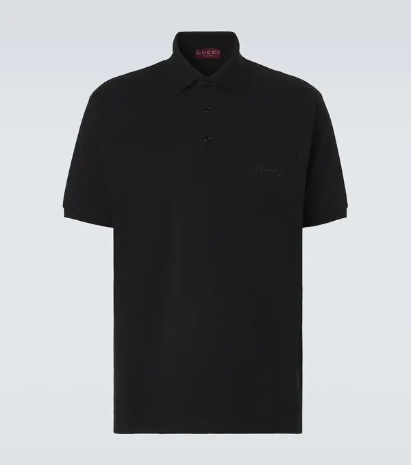 Gucci Horsebit Cotton-blend Piqué Polo Shirt - Black