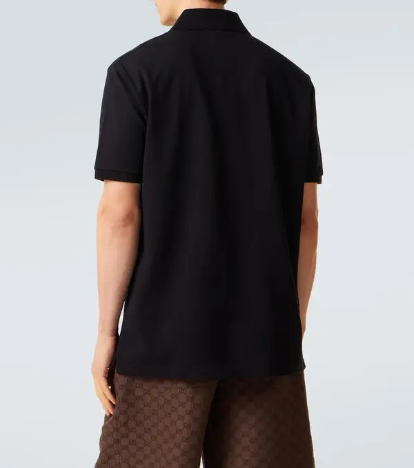 Gucci Horsebit Cotton-blend Piqué Polo Shirt - Black