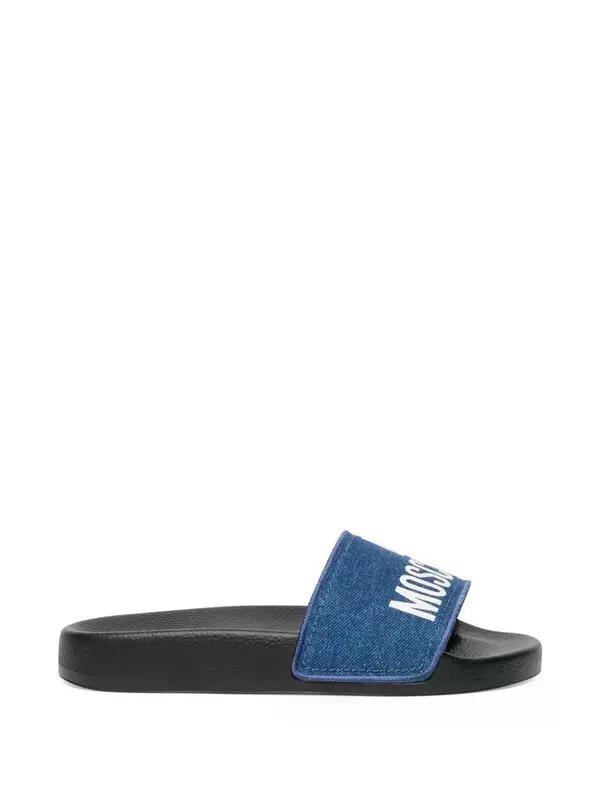 Moschino Logo Slides - Blue
