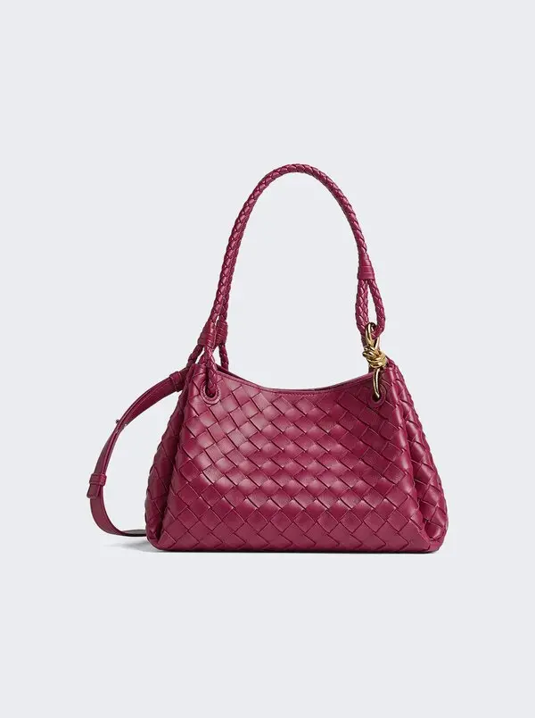 Bottega Veneta Parachute Intrecciato Shoulder Bag - Burgundy