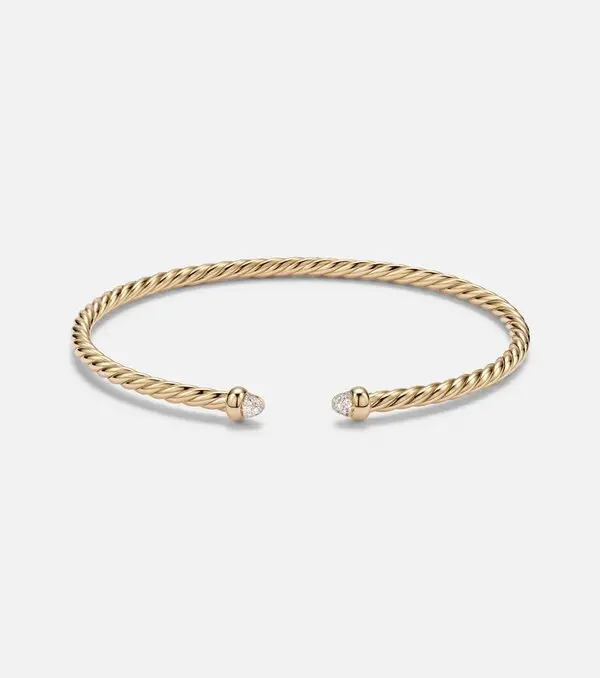 David Yurman Cablespira® Flex Micro Bangle With Diamonds - Gold