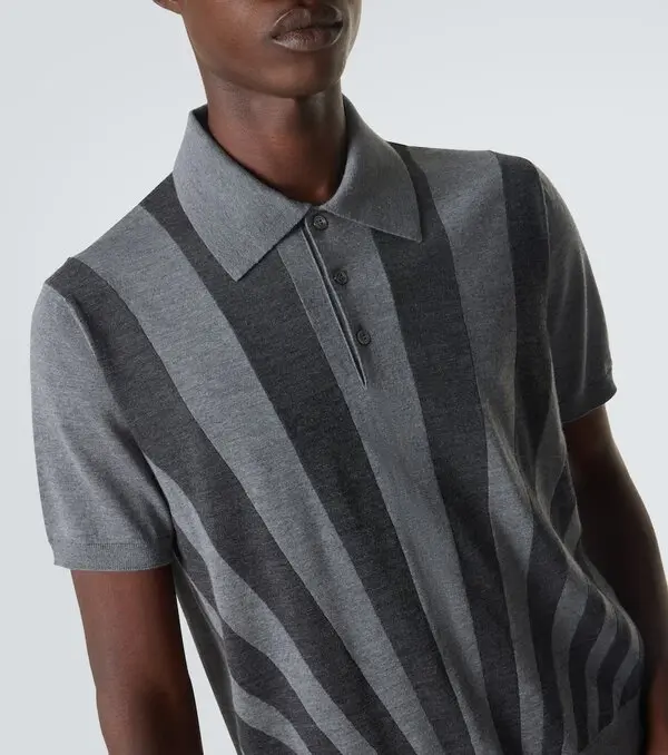Versace Intarsia Virgin Wool Polo Sweater