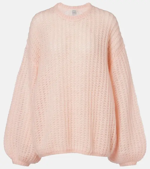 TOTEME Open-knit Mohair-blend Oversized Sweater - Pink