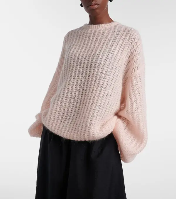 TOTEME Open-knit Mohair-blend Oversized Sweater - Pink
