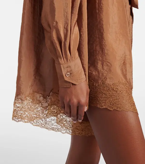 Saint Laurent Lace-trimmed Tie-neck Romper