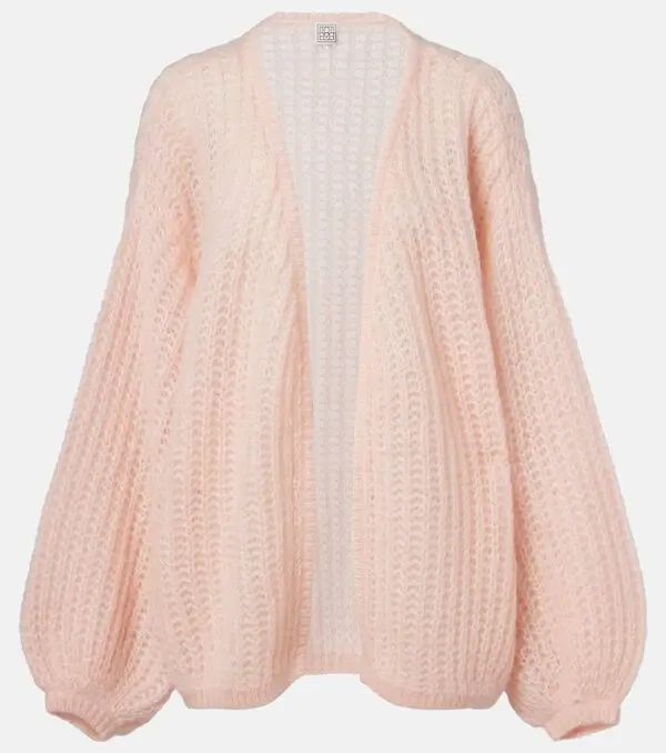 TOTEME Open-knit Mohair-blend Cardigan - Pink