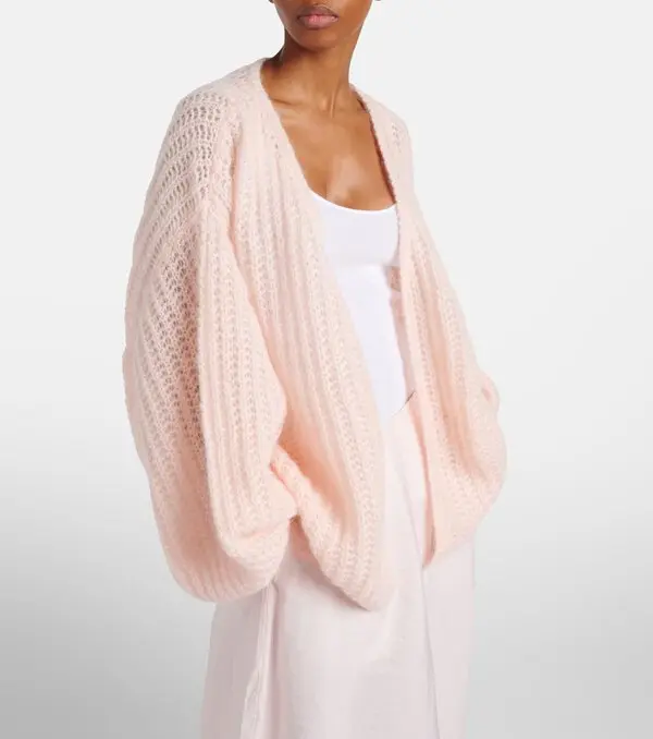 TOTEME Open-knit Mohair-blend Cardigan - Pink